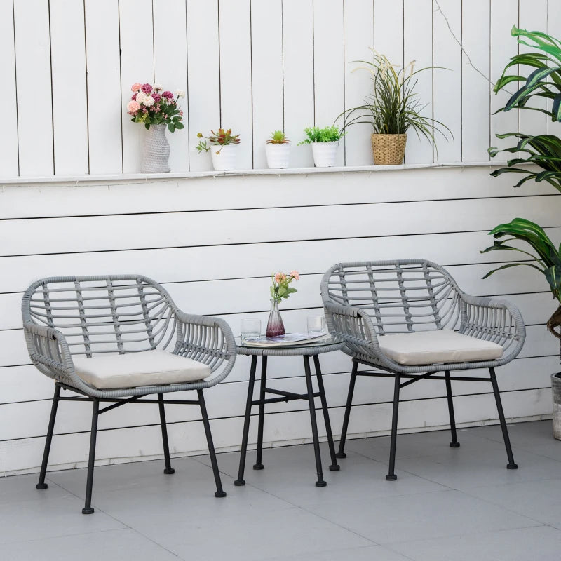 Outsunny Outdoor 3-Piece Patio Set – Cream White – Terrace and Flame